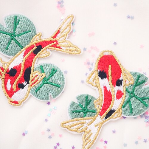 Black Koi Fish Iron on Patches for Jakets Cute Koi Patch | Etsy