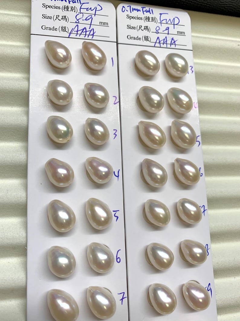 Rare Tear Drop Pearls! Natural Color! AAA 8-9 Mm Freshwater Cultured ...