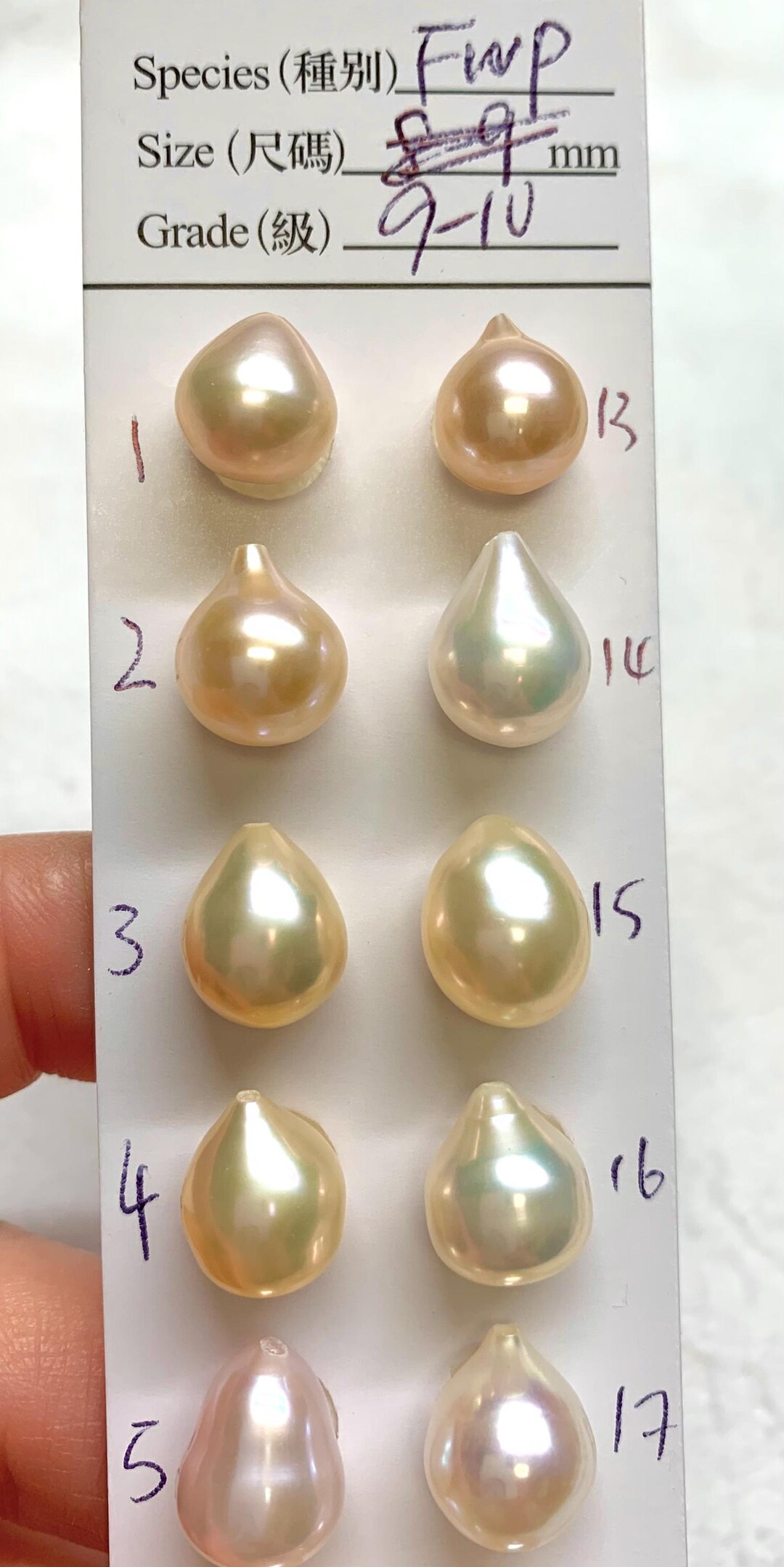 Rare Tear Drop Pearls!natural Color! 9-10 Mm Freshwater Cultured Pearl ...