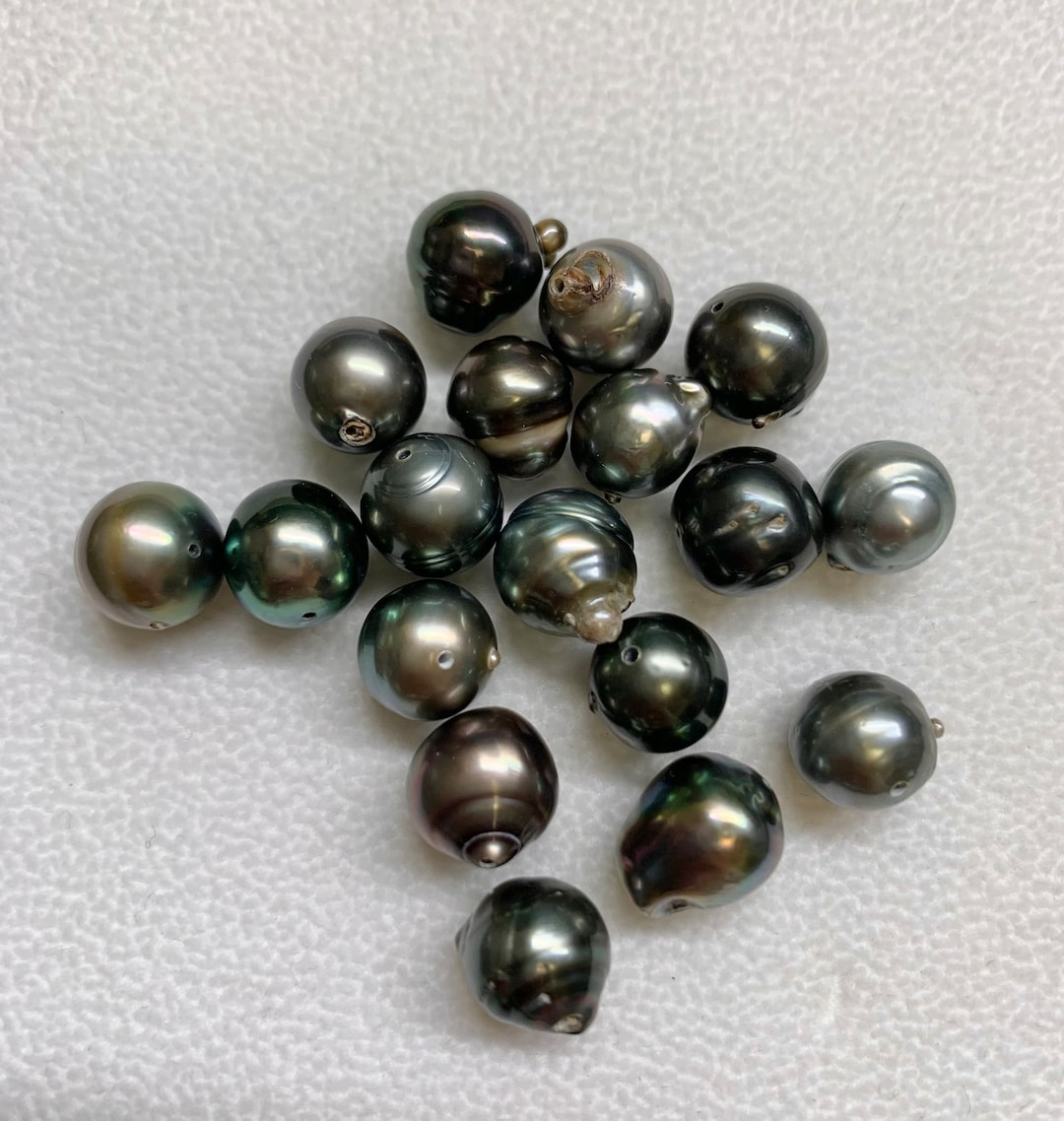 Tahitian Pearls, 18 PCS 8-10 Mm Tahitian Cultured Pearls- Circle/tear ...
