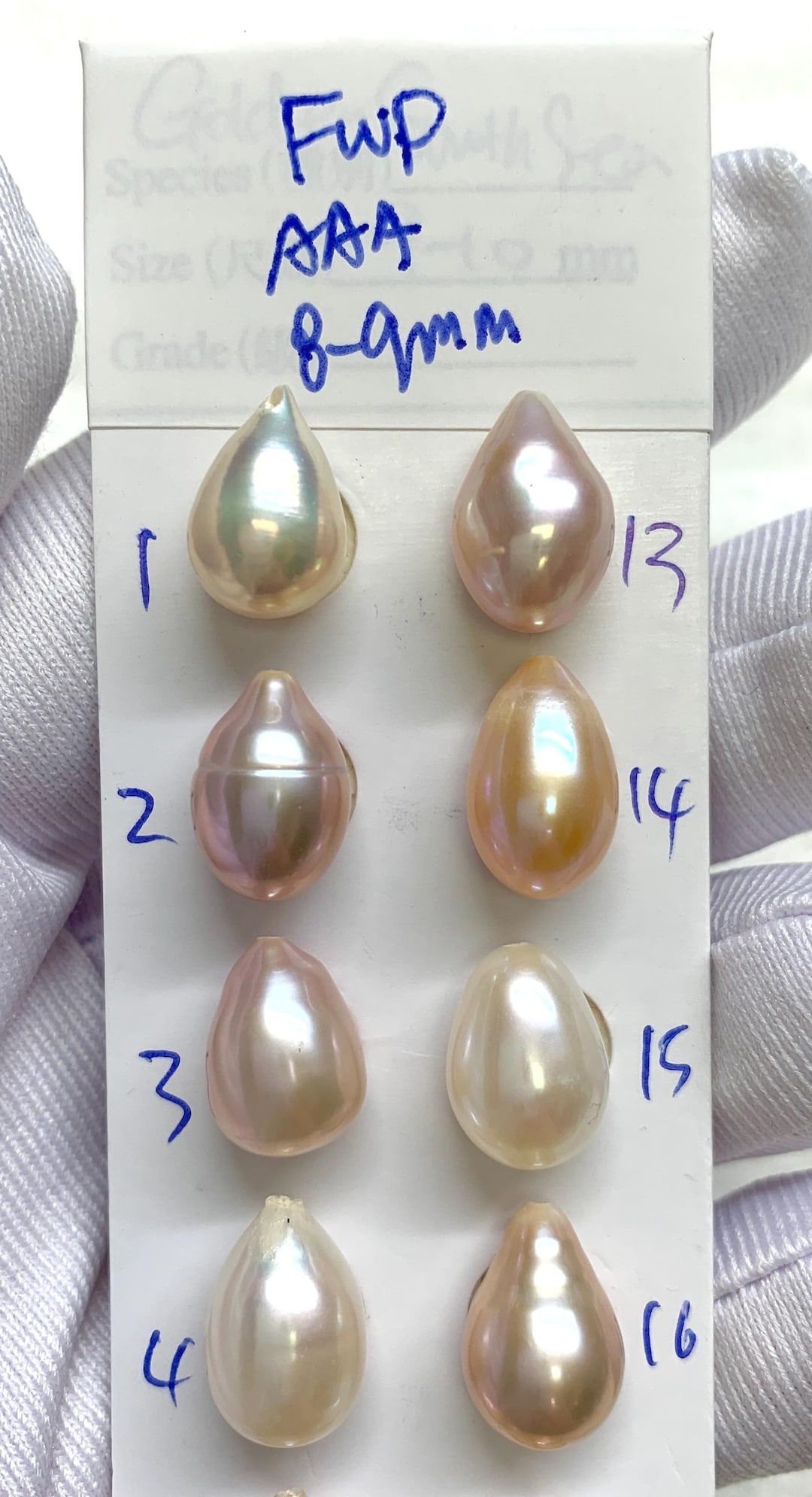 Rare Tear Drop Pearls! Natural Color! 8-9mm Freshwater Cultured Pearl ...