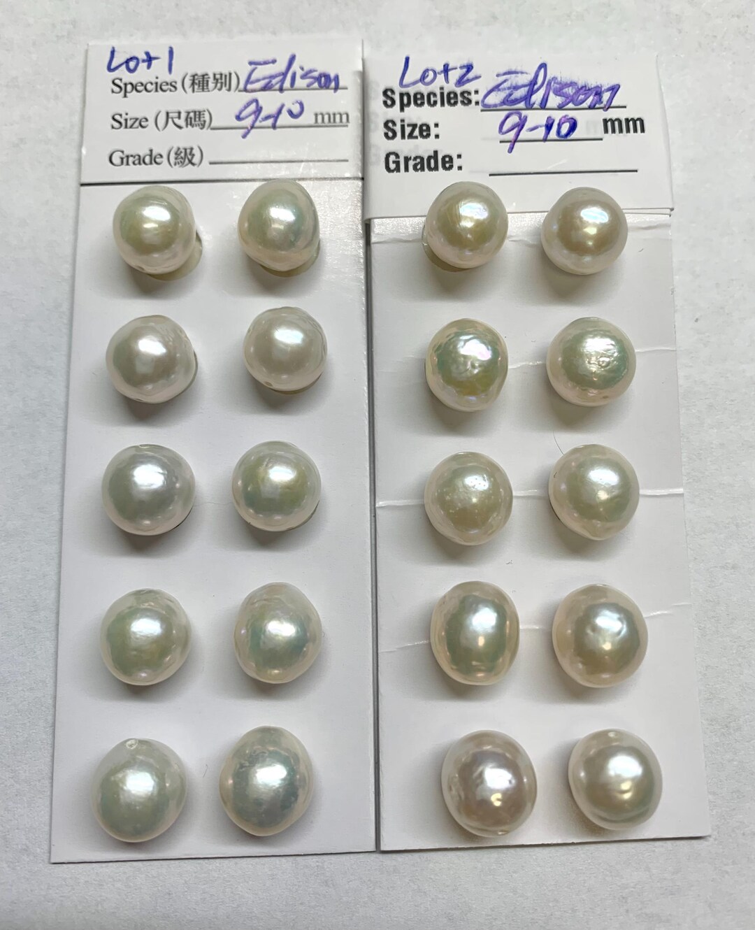5 Pair of AA Ultra Luster White Edison Freshwater Cultured Pearl ...