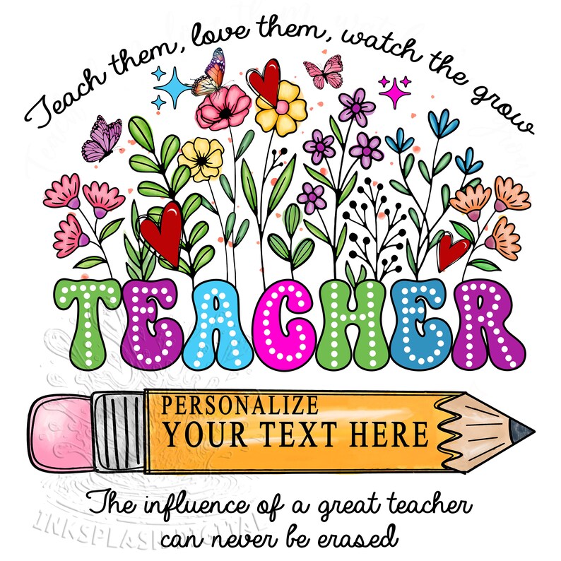 Retro Teacher Appreciation PNG, Teach Love Inspire, Wildflowers PNG ...