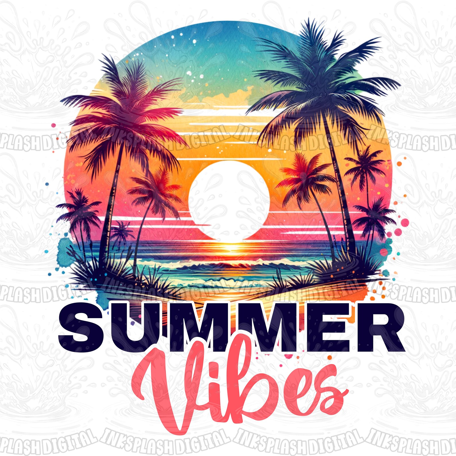 Retro Summer Vibes PNG, Retro Beach PNG, Sublimation Design, Digital ...