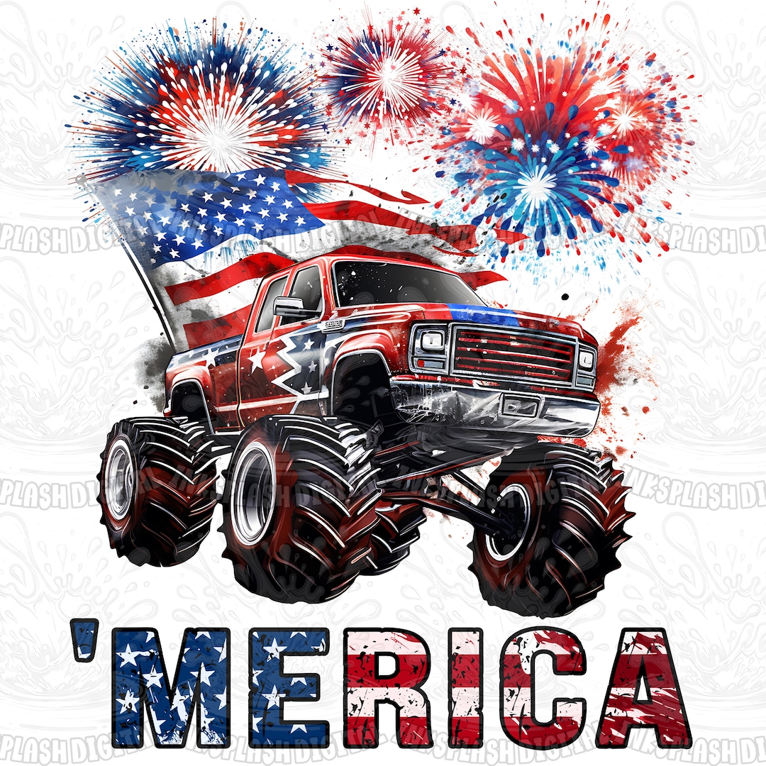 4th of July Png, Monster Truck Png Sublimation Design, Patriotic ...