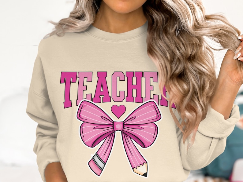 Teacher Png for Shirts, Pink Coquette Pencil Png, Back to School Png ...