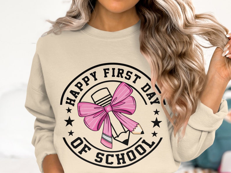 Happy First Day of School Png, Pink Coquette Pencil Png, Back to School ...