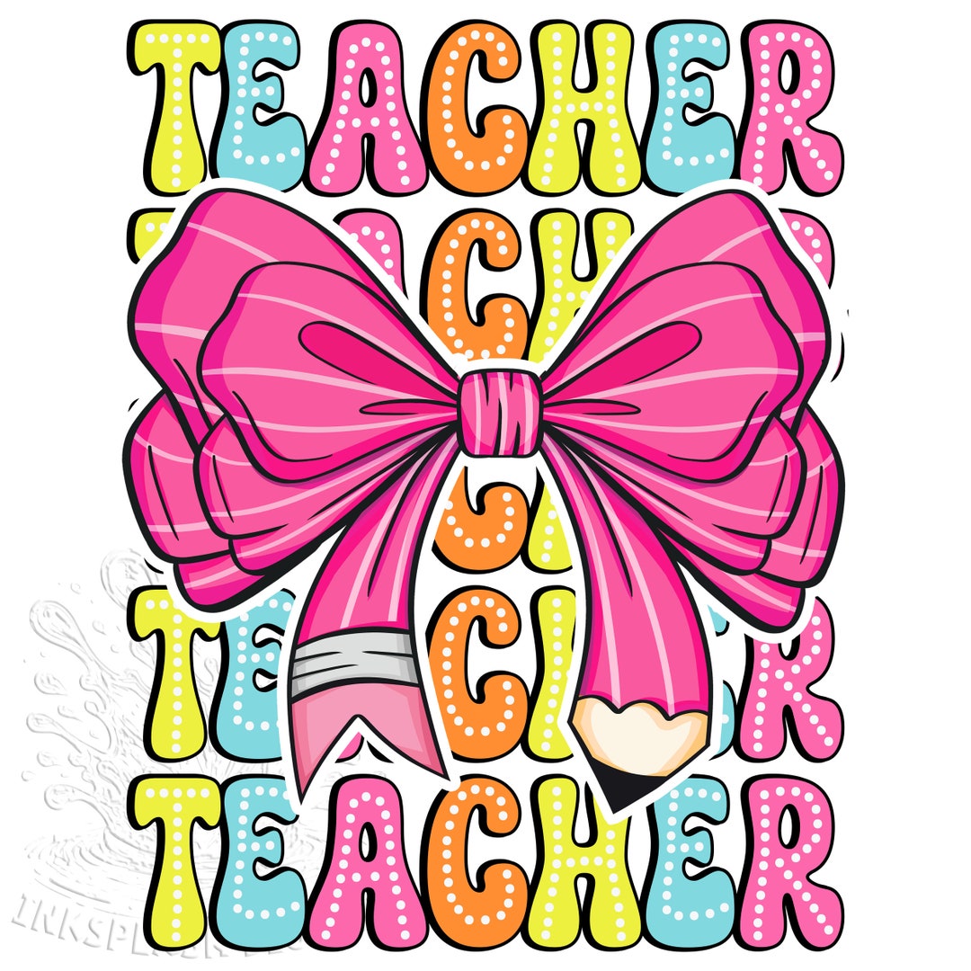 Coquette Teacher Retro Pencil Png, Back to School Png, Teacher ...