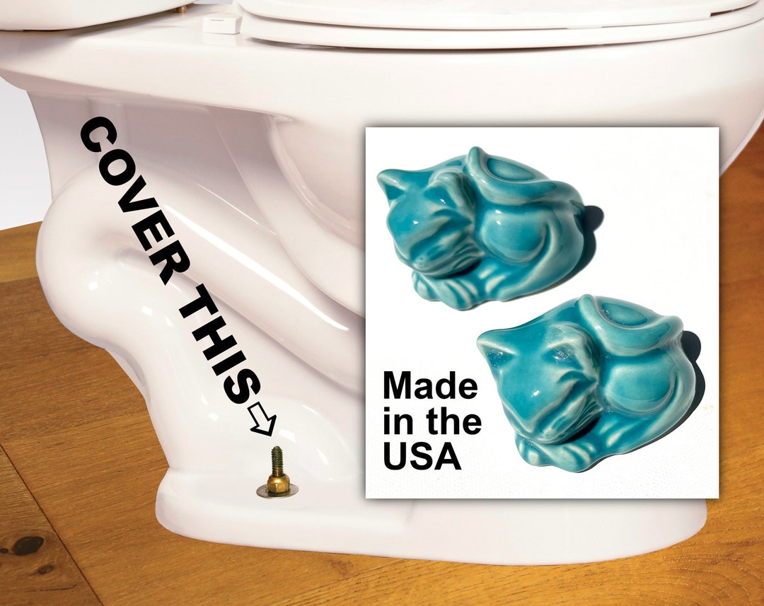 Ceramic Toilet Caps, Turquoise Blue Cat Toilet Caps, Set of 2 - Etsy