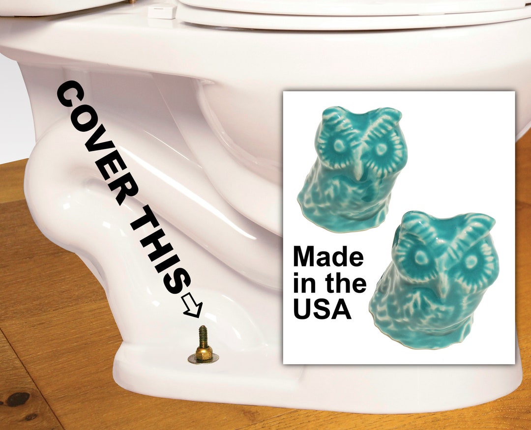 Owl Tall Ceramic Toilet Bolt Caps in a Turquoise Blue Glaze, Set of 2 ...