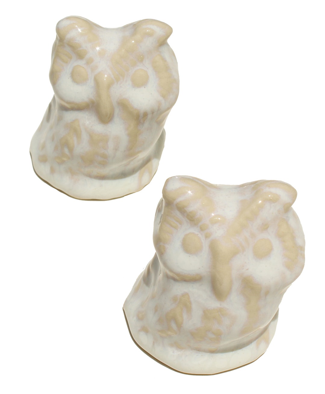 Owl Toilet Bolt Caps, Set of 2 in White and Beige Glaze, USA Made - Etsy