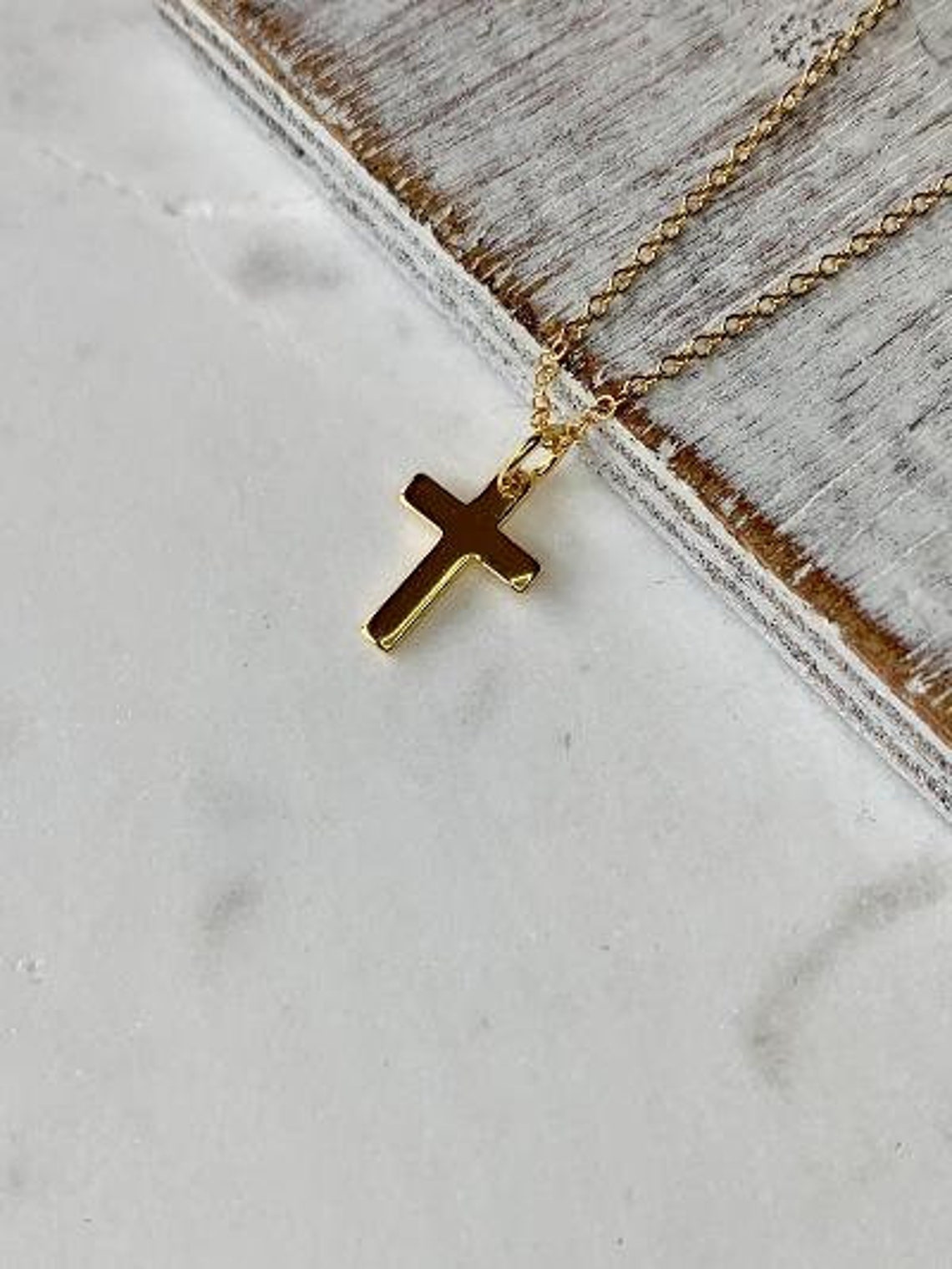 Gold Cross necklace gold Cross first communion | Etsy