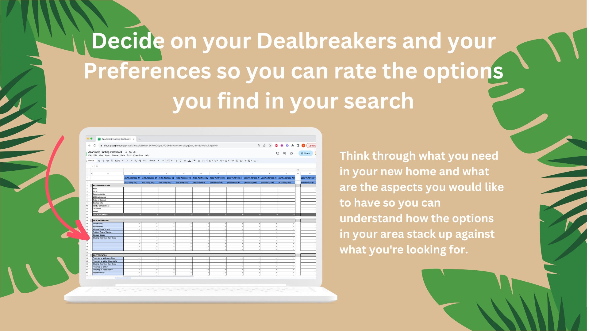 The Ultimate Apartment Hunting Comparison Spreadsheet | Organizer ...
