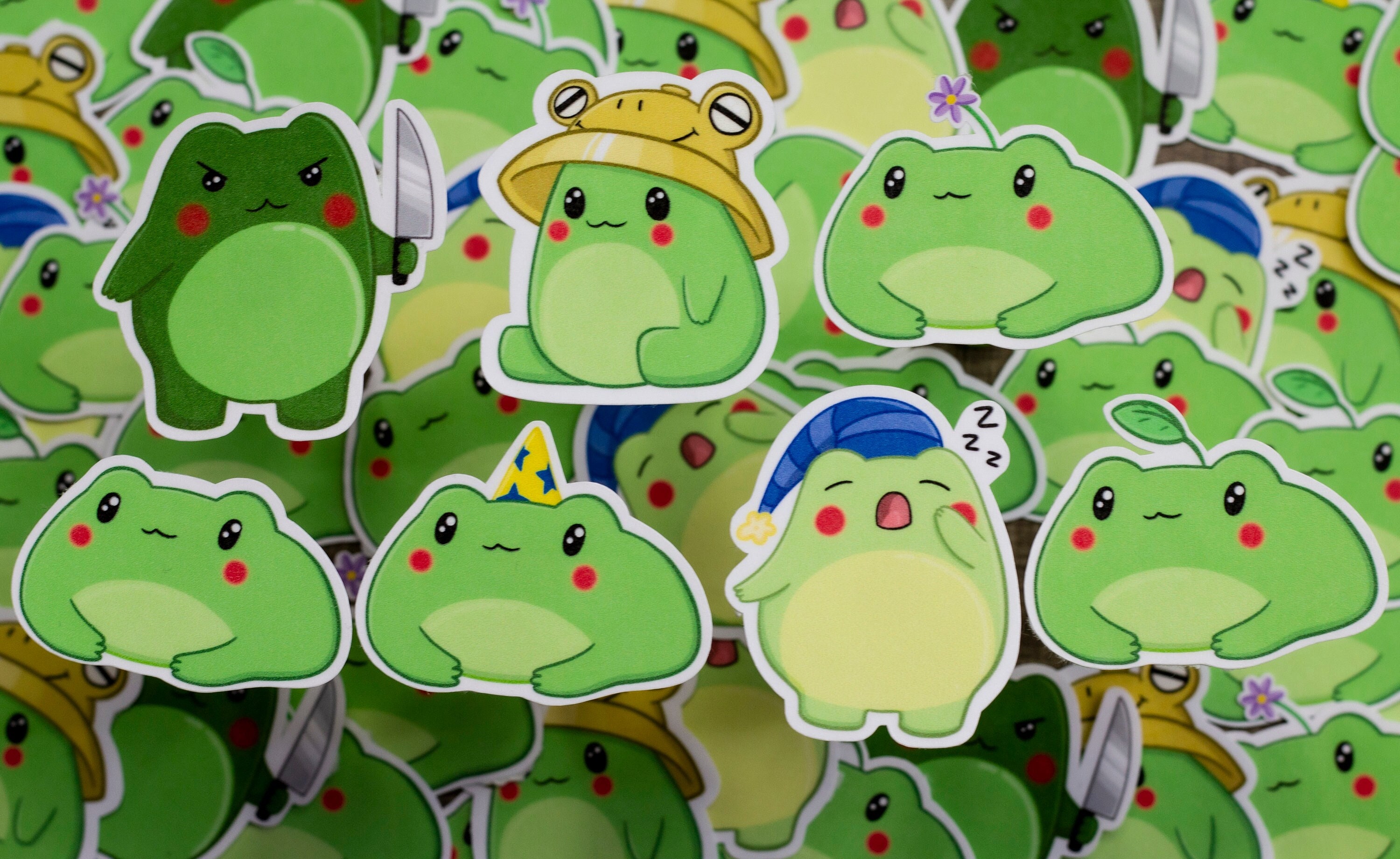 Cute Froggy Stickers | 4.5cm X 4cm | Water Resistant | for Laptops ...