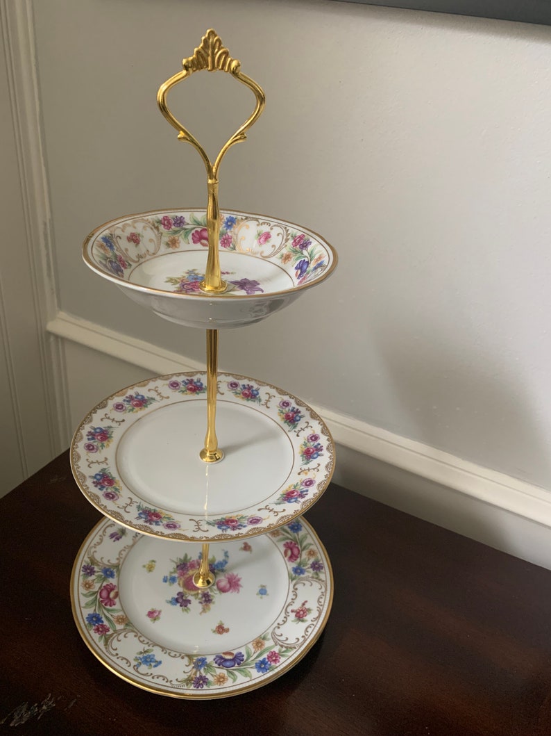 3 Tier Bavarian Dresden Cake Stand, Afternoon Tea Stand, Tea Party Tray ...