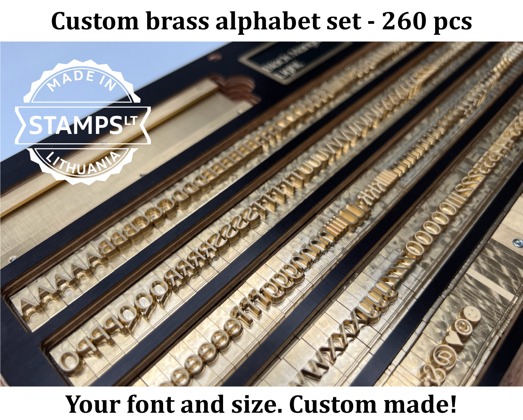 Custom Alphabet Leather Brass Stamp Type Set 260pcs. Your Font - Etsy