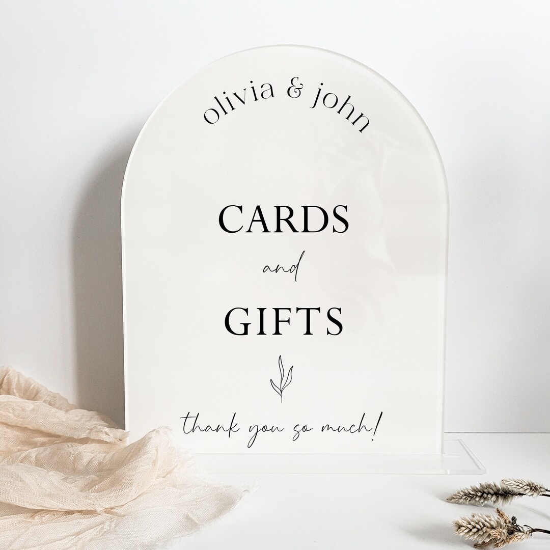 Cards & Gifts Arch Table Sign Gift and Cards Sign Modern Acrylic ...