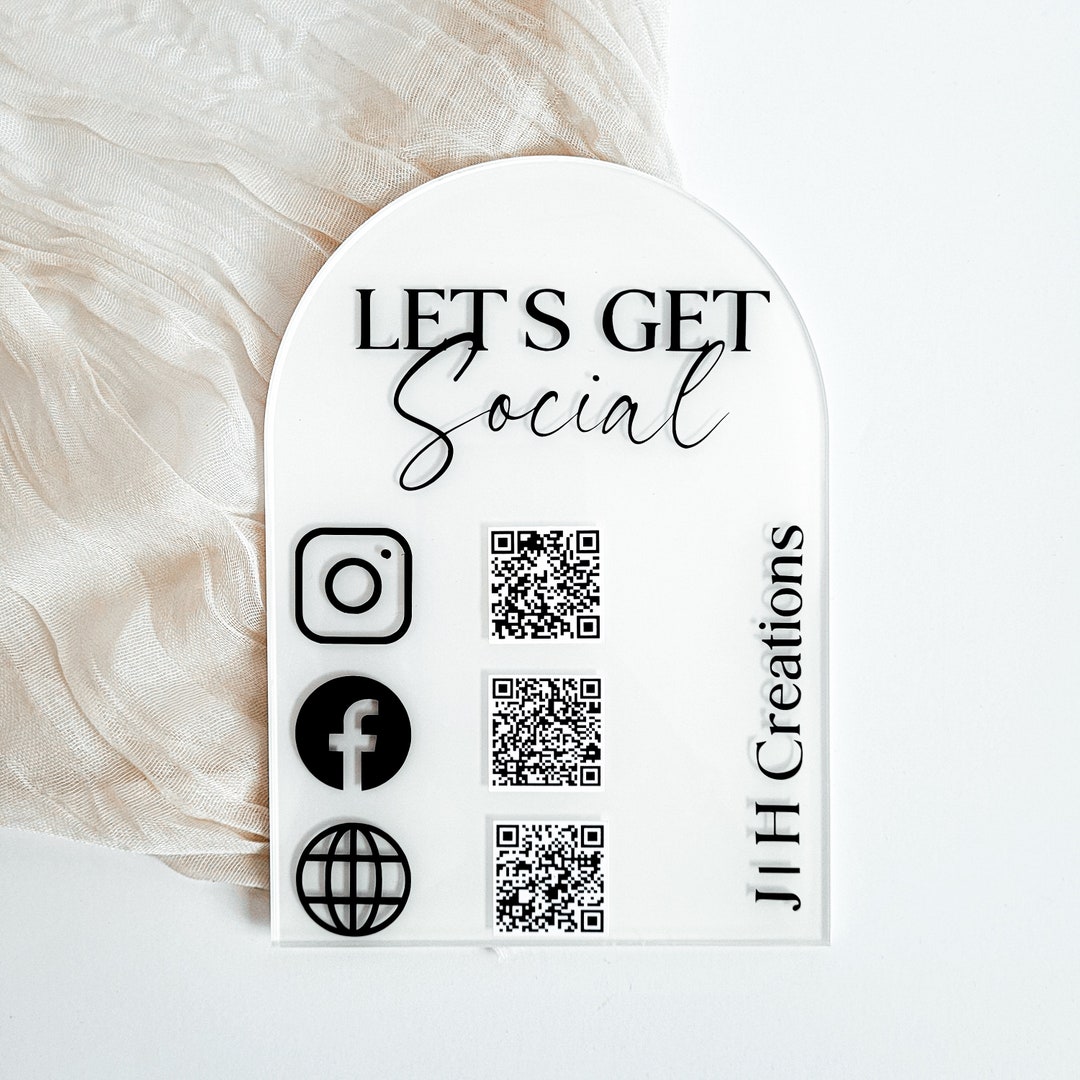 Personalized Social Media Sign | Custom QR Code Sign | Follow Us Sign ...