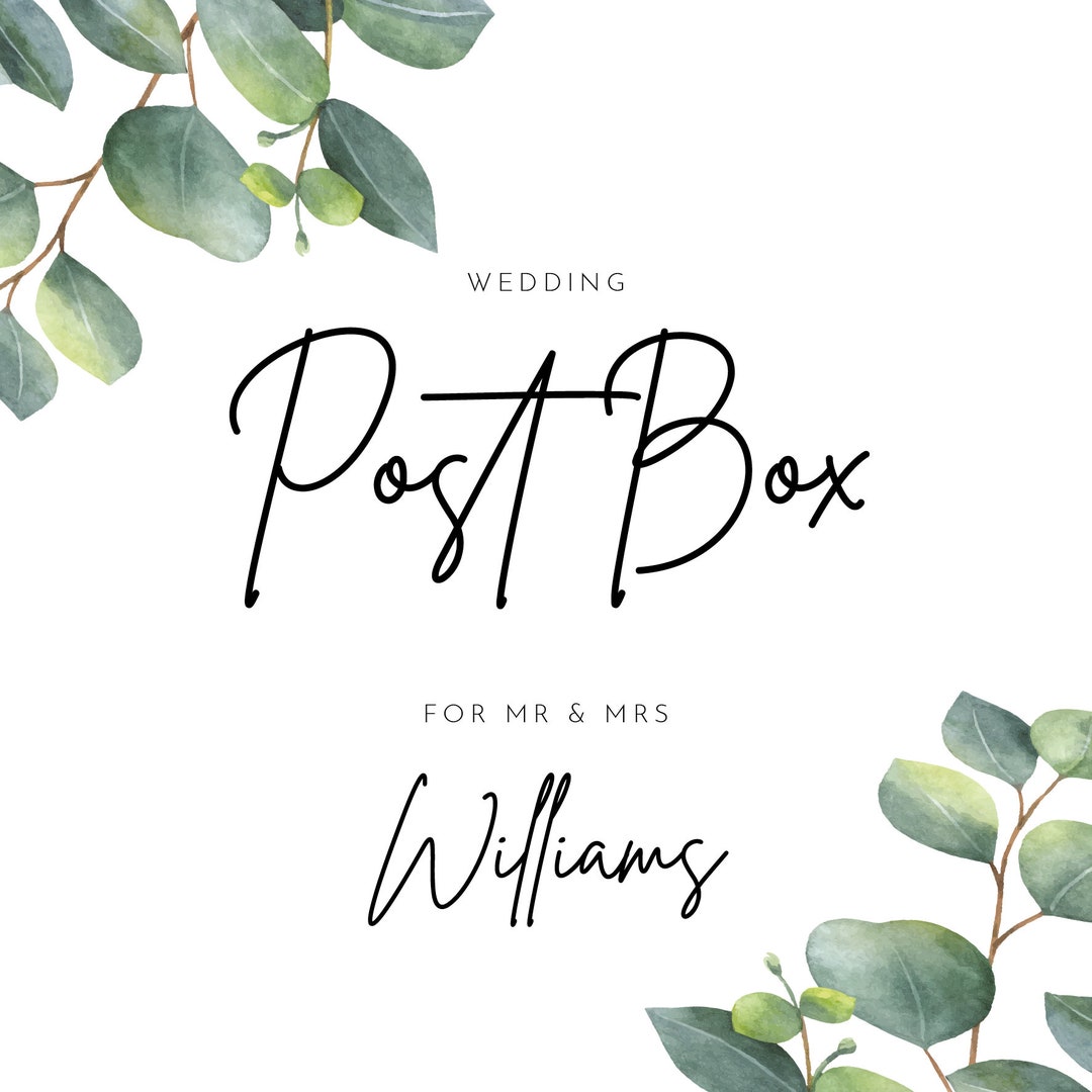 Elegant Custom Wedding Postbox Sign With Surname Personalized Mailbox ...