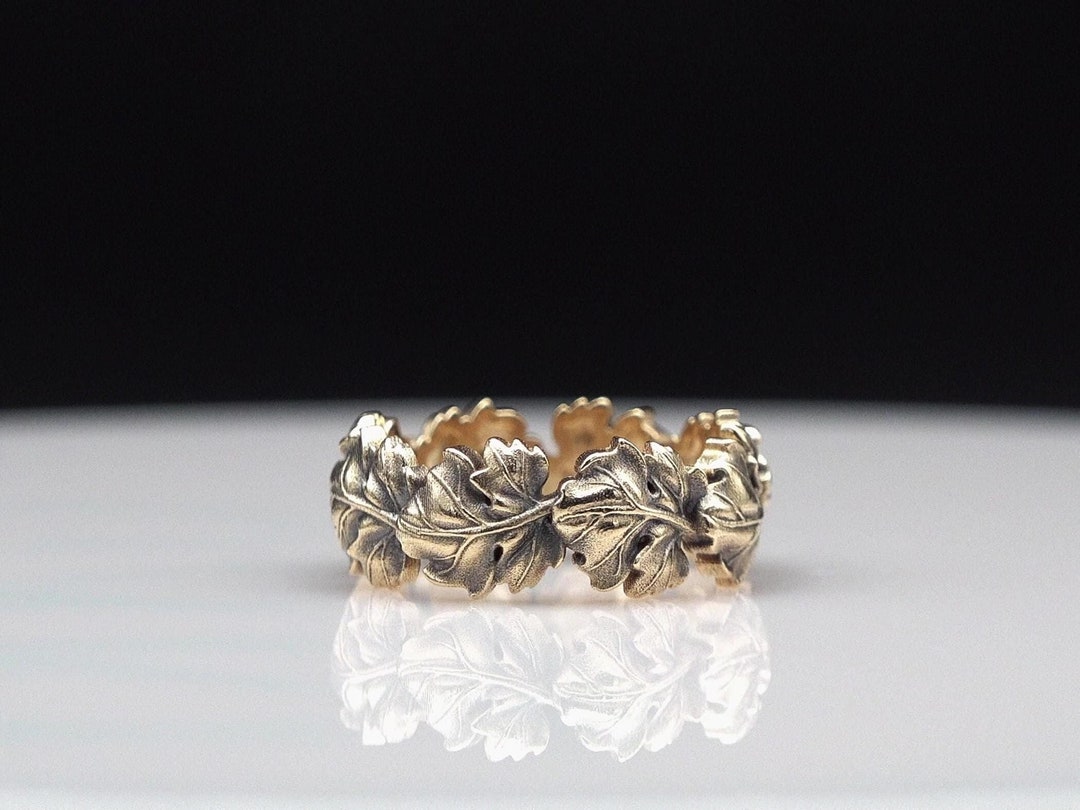 Fig Leaf Band, Leaf Band, Nature Inspired Band, 14k Yellow Gold Band ...