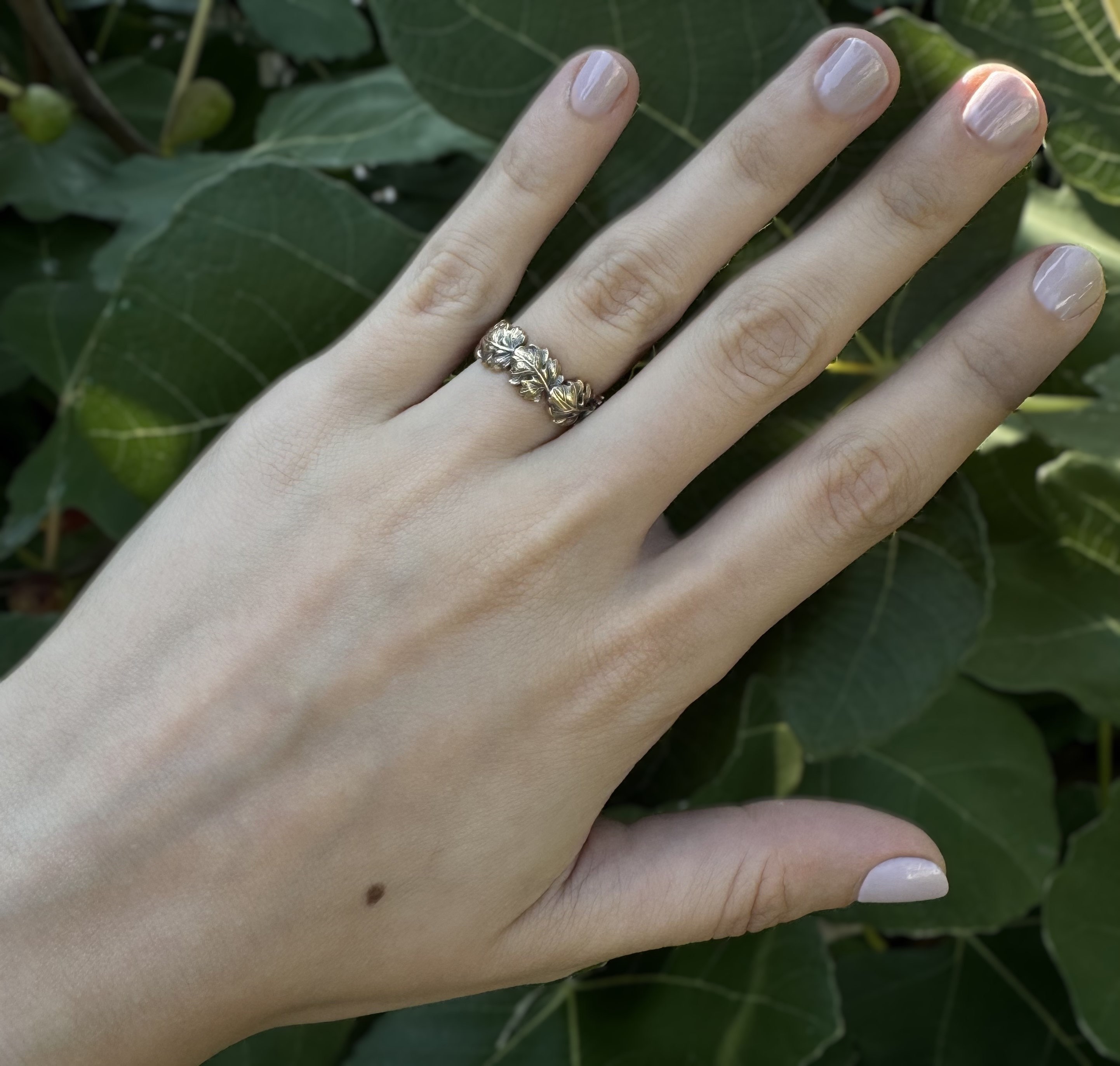 Fig Leaf Band, Leaf Band, Botanical Band, Nature Inspired Band, 14k ...