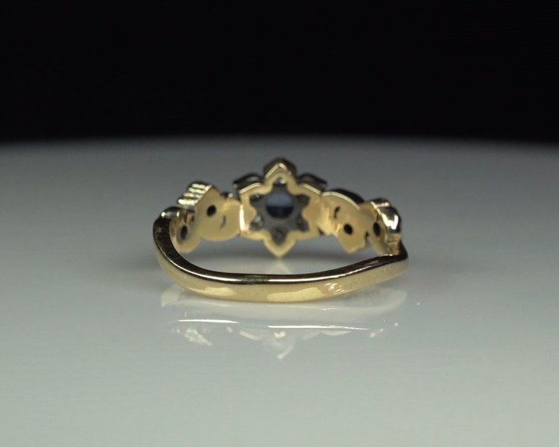 Azure Blossom 18k Yellow Gold Blue Sapphire & Natural White Diamonds ...