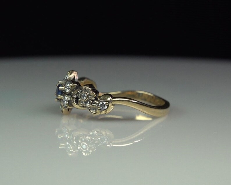 Azure Blossom 18k Yellow Gold Blue Sapphire & Natural White Diamonds ...