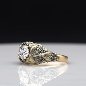 Honey Bee Ring, Bug Ring, Insect Ring, Fig Leaf Ring, Nature Inspired ...