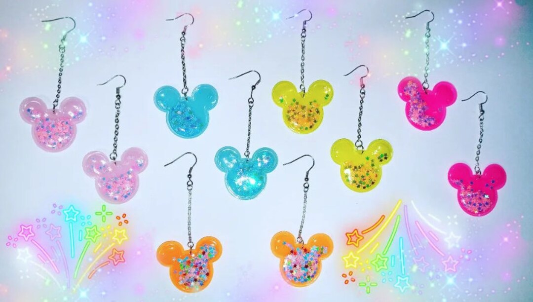 Enchanted Mickey Mouse Head Inspired Shaker Earrings Neon Colors. - Etsy