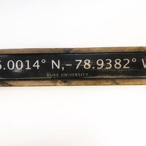 Duke University | (D) | Longitude and Latitude Sign | Rustic | Gift for ...