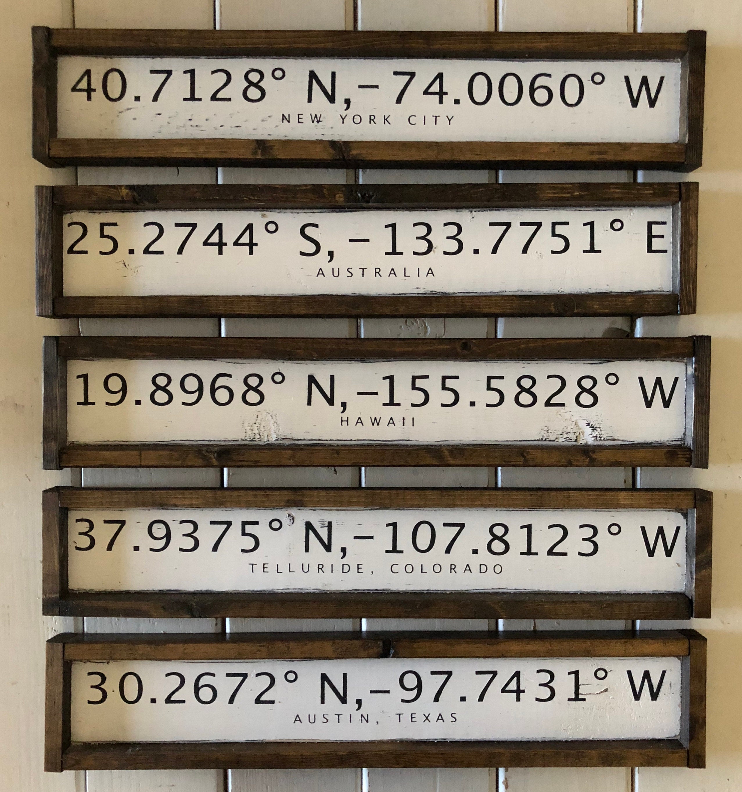 CUSTOM City or State | Longitude and Latitude Sign | | Rustic Home ...