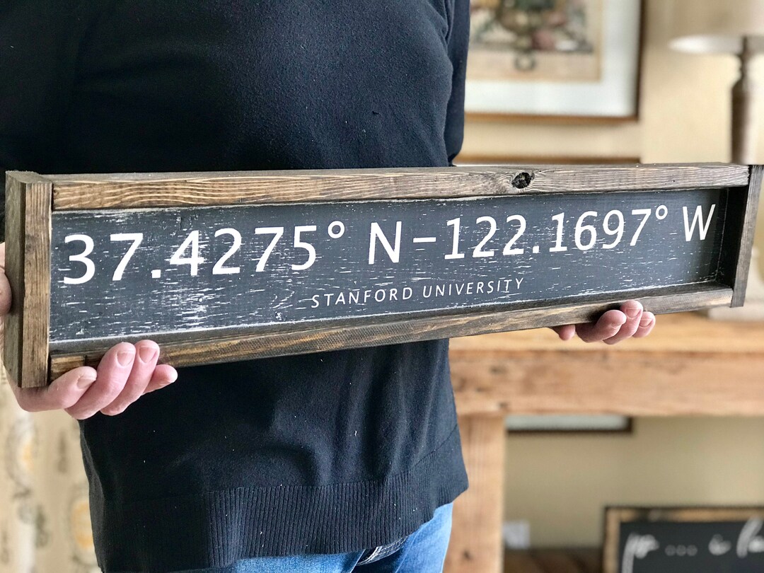 STANFORD UNIVERSITY Modern Rustic Handmade Wood Home Decor, Black/white ...