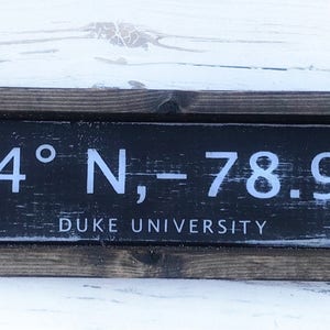 Duke University | (D) | Longitude and Latitude Sign | Rustic | Gift for ...