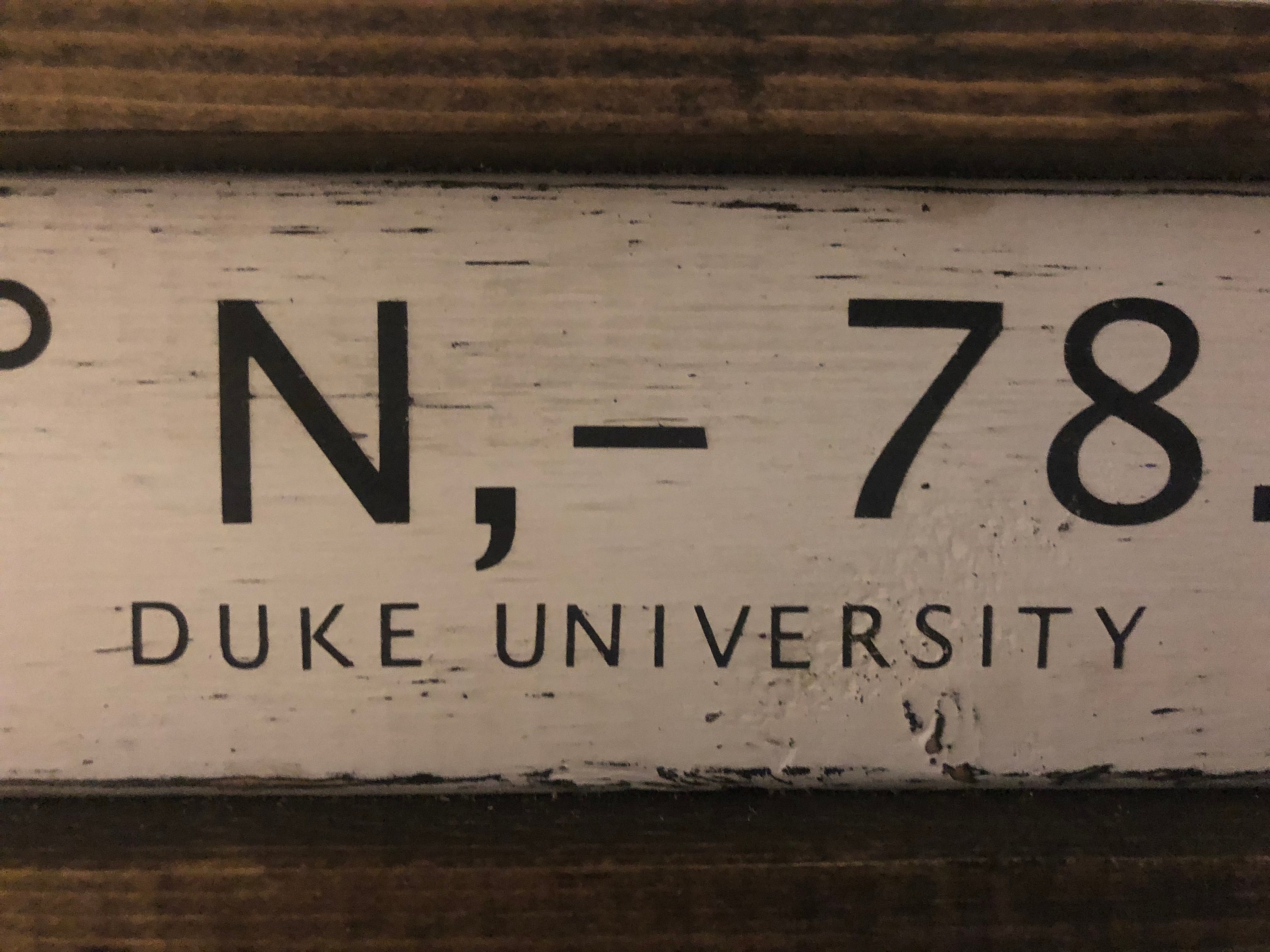 Duke University D Longitude and Latitude Sign Rustic | Etsy