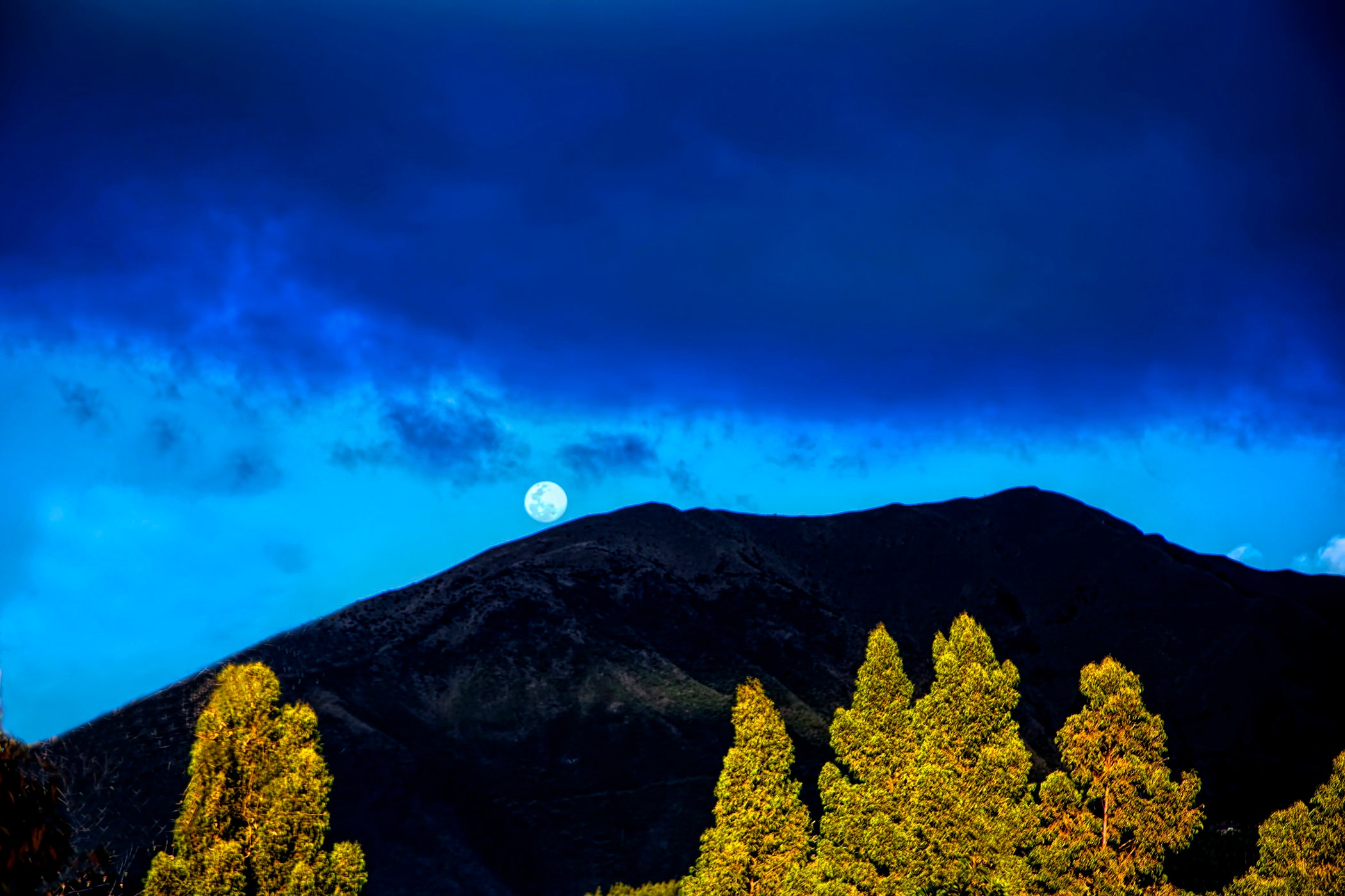 Color Photography, Landscape, Full Moon, Mountains, Andes Mountains ...
