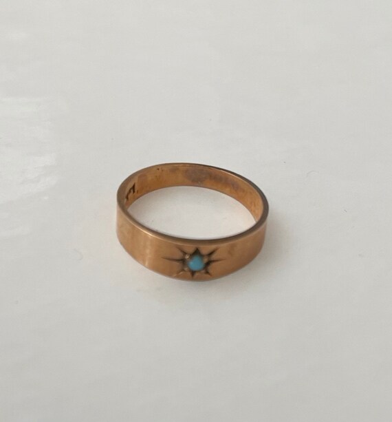Antique 14K Gold Baby Ring Turquoise Stone - 1930s - Gem
