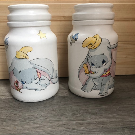 Disney Dumbo Jars Upcycled Handmade Decoupaged Storage Jars | Etsy