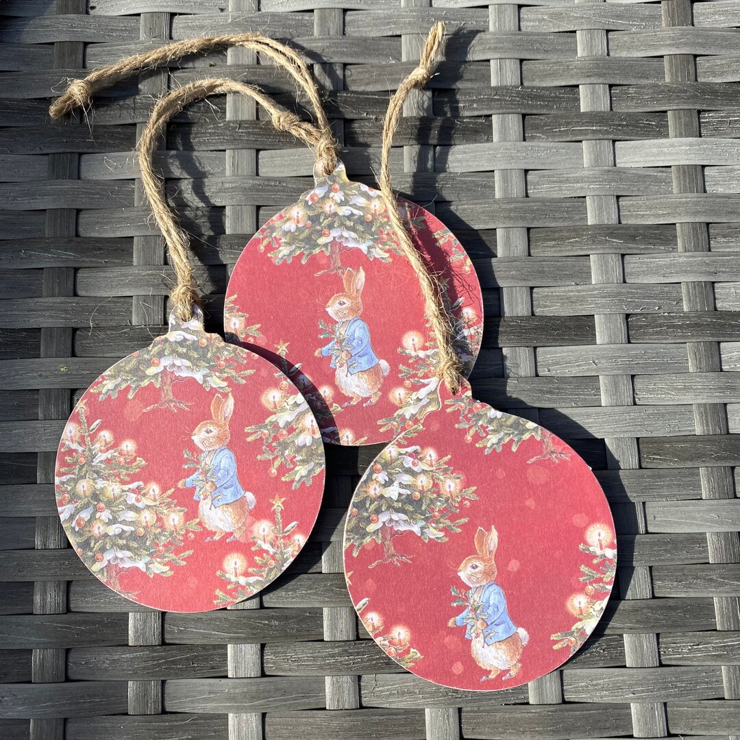 Handmade Peter Rabbit Christmas Wooden Hanging Hearts Decoupaged Tree ...