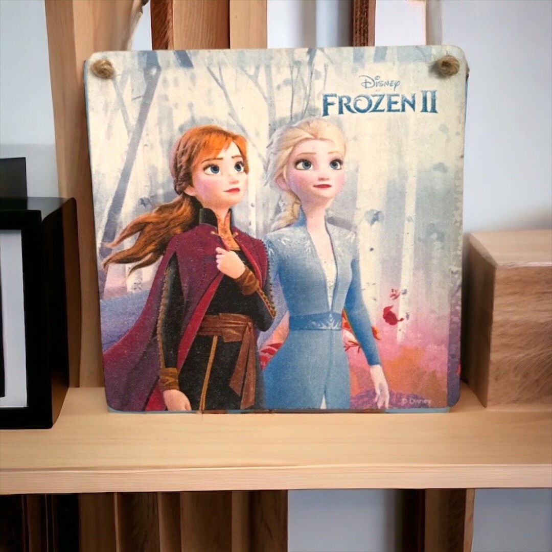 Disney Frozen 2 Anna & Elsa Wooden Sign Room Decor Hanging Plaque 15cm ...