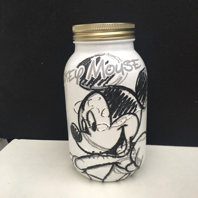 Handmade Mickey Mouse Decoupaged Mason Jar - Etsy