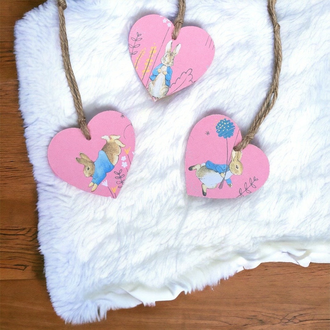 Peter Rabbit Handmade Wooden Hanging Heart Plaques - Etsy
