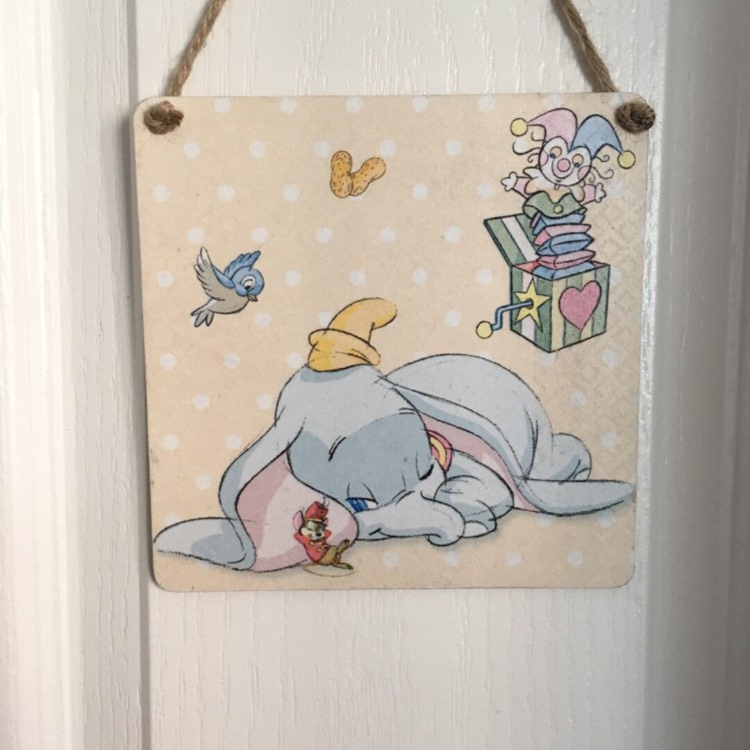 Disney Dumbo Wooden Hanging Sign Handmade Decoupaged Newborn - Etsy
