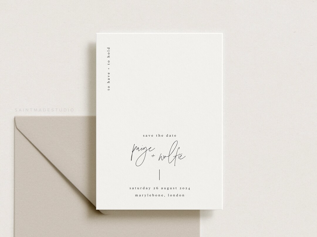 Minimalist Save the Date Canva Template, Simple Serif Font With Script ...