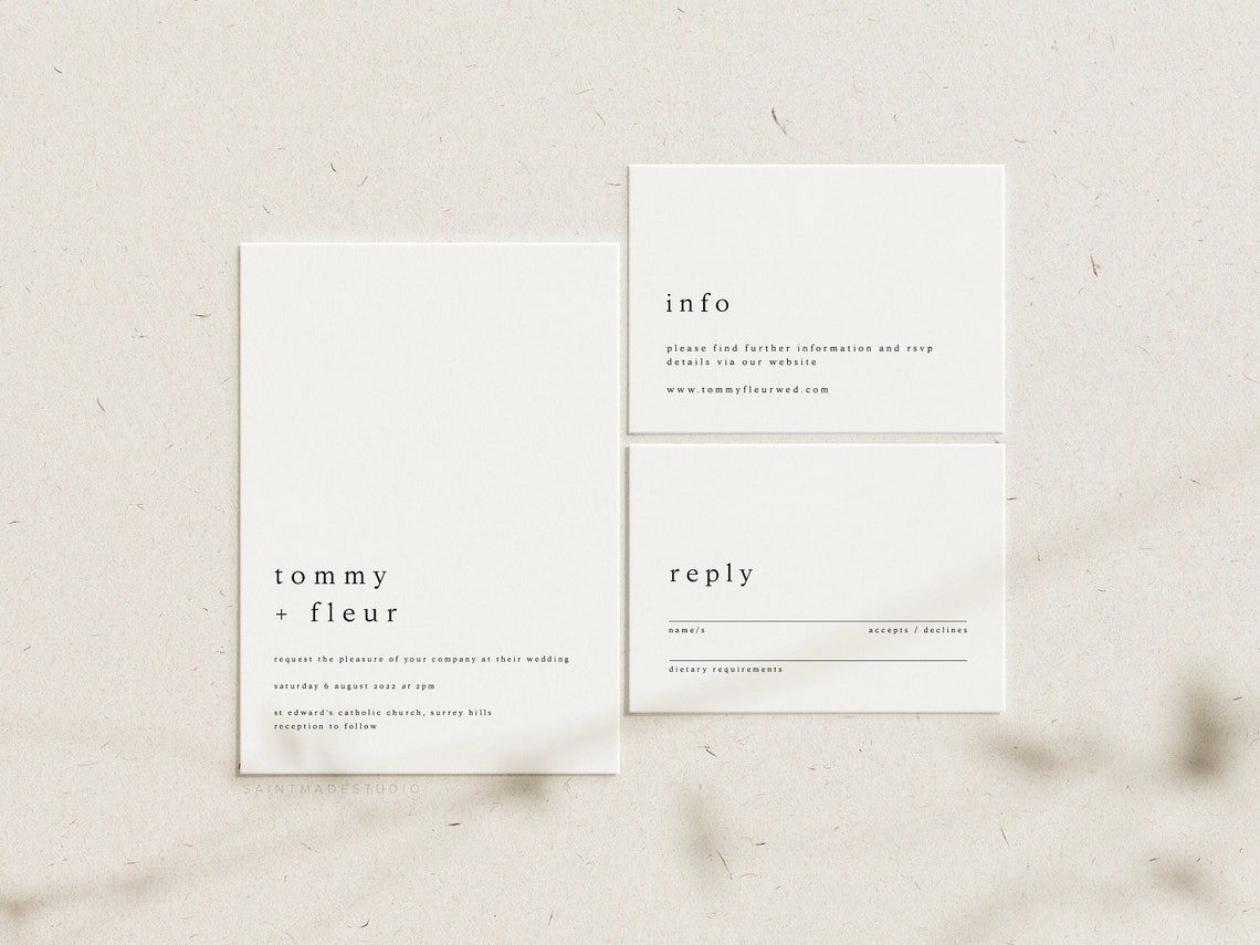 Minimalist Wedding Invitation Simple Wedding Invitation - Etsy