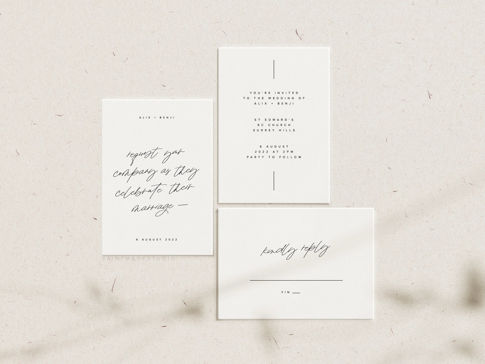 Minimalist Wedding Invitation Template, Simple Wedding Invitation With ...