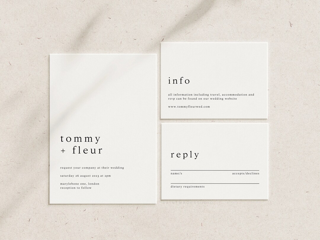 Minimalist Wedding Invitation Simple Wedding Invitation Modern Wedding ...