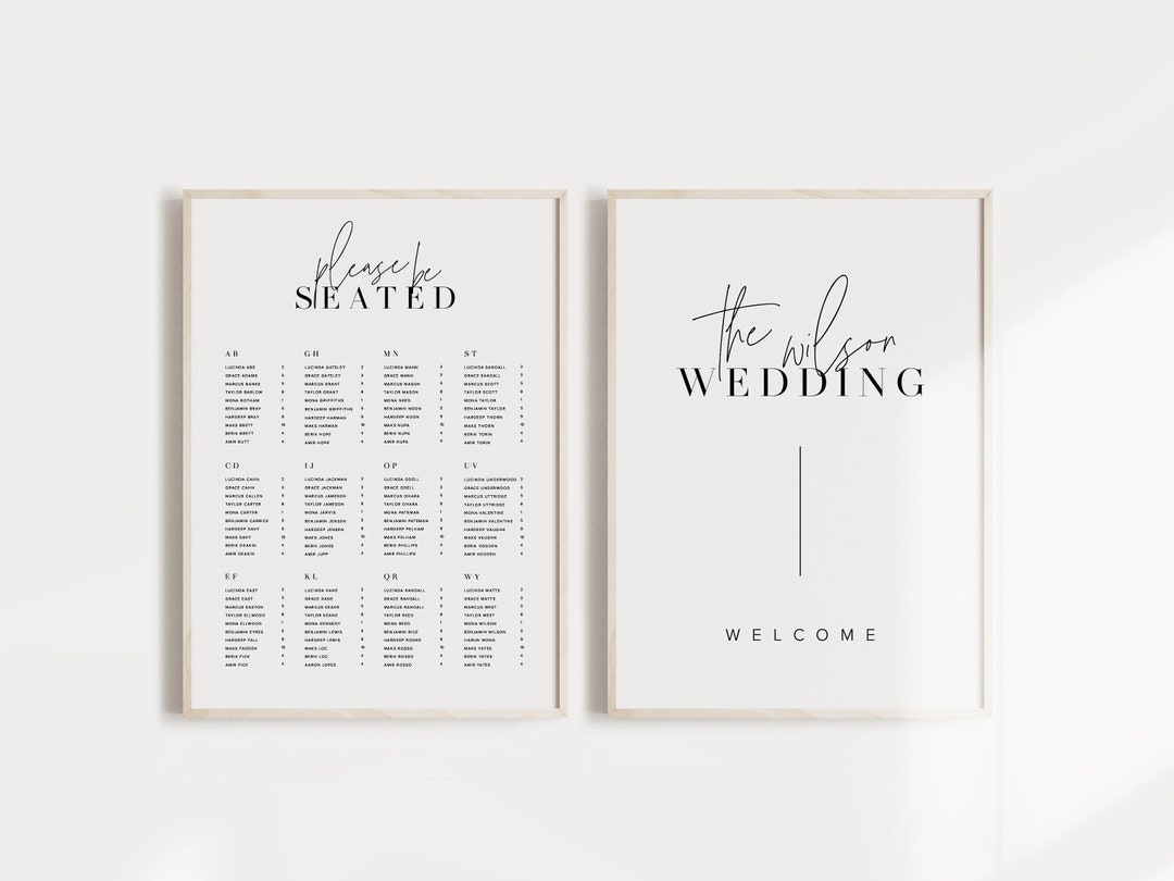 Modern Alphabetical Seating Plan and Welcome Sign Canva Template ...