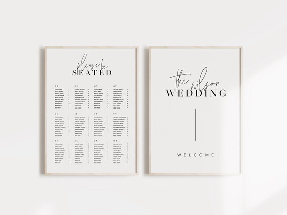 Modern Alphabetical Seating Plan and Welcome Sign Template - Etsy