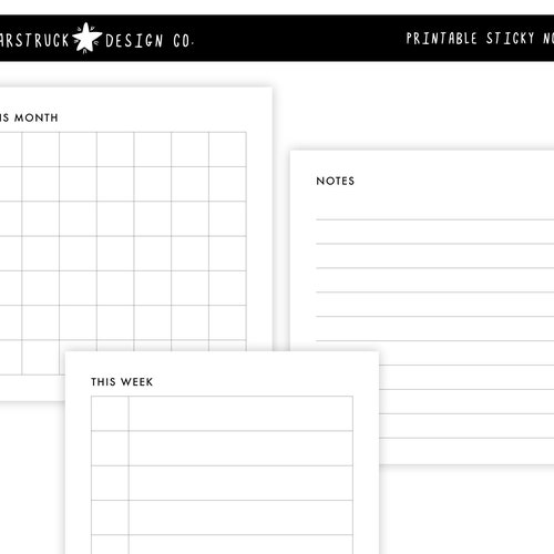 Notebook Sticky Notes Minimalist Design Printable Notepad - Etsy