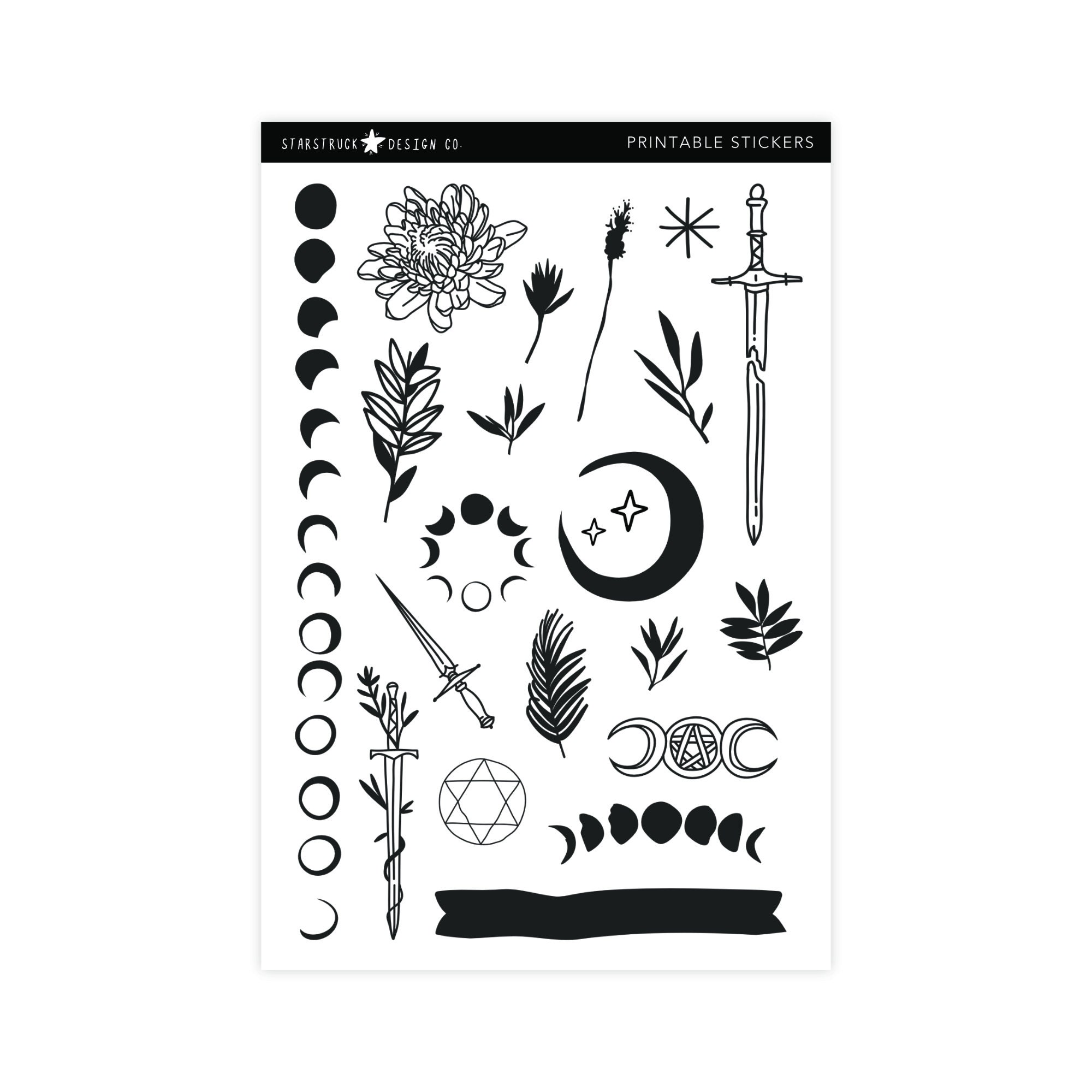 Printable Witchy Stickers Printable Planner Sticker | Etsy